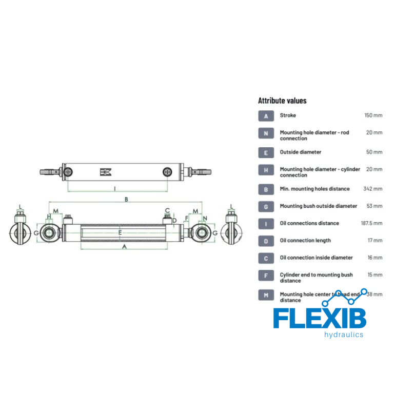 Hüdrosilinder 25/40/150 - Flexib hüdraulika